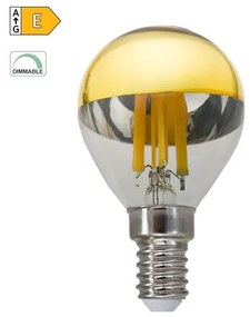 Diolamp LED Filament zrcadlová žárovka 5W/230V/E14/2700K/620Lm/180°/DIM, zlatý vrchlík