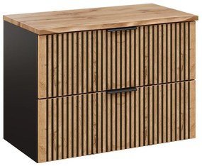 Závěsná skříňka Casad Nature s deskou 80 cm dub wotan/černá