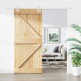 Posuvné dveře s kováním 100 x 210 cm masivní borové dřevo,  3203178