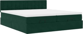 Osmanský rám postele s matrací tmavě zelená 200x200cm samet 3312119