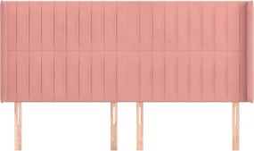Čelo postele typu ušák růžové 203x16x118/128 cm samet 3119889