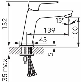 Ferro Vitto Verdeline, umyvadlová baterie, chrom lesklý, BVI2VL