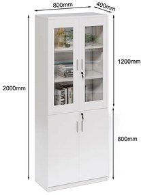 Vysoká kancelářská skříň Houseland Prime Neo 02 80 cm bílá