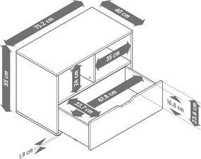 Tchibo - Nízká skříňka se zásuvkou - barva: bílá