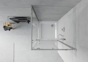 Mexen Rio, čtvercový sprchový kout 90 x 90 cm, 6mm čiré sklo, chromový profil + bílá sprchová vanička, 860-090-090-01-00-4010