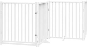 Zábrana pro psy s dvířky skládací 12 panelů bílá 960 cm topol 3155736