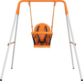 Dětská houpačka Outsunny venkovní zahradní houpačka z oceli s opěrkou zad a bezpečnostním pásem, nosnost 25 kg oranžová