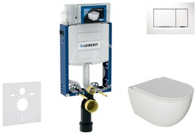 Geberit - Set předstěnové instalace, klozetu Oudee a sedátka softclose, tlačítko Sigma30, bílá/chrom