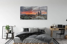 akrylový obraz Krakow Sunset panorama 140x70 cm