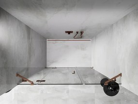 Mexen Lunar, levé otočné sprchové dveře 130 cm, 8mm čiré sklo, měděný matný profil, 834S-130-050-65-00-L