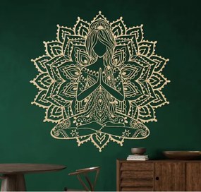 Dřevěná mandala jóga žena – 3D obraz na zeď do obývacího pokoje | SENTOP PR0511