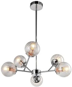 Chromový závěsný lustr Best pro žárovku 6x E14 - Candellux
