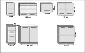 Kuchyňská linka Belini 240 cm dub sonoma s pracovní deskou Marika2  TOR MARIKA2/5/WT/DS/0/B1
