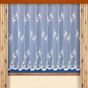 Českomoravská textilní žakárová záclona V039 listy, bílá, výška 140cm (v metráži)