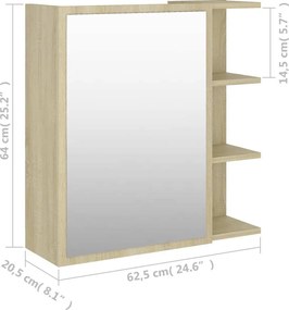 vidaXL Zrcadlová skříňka 62,5x20,5x64 cm dřevotříska [803311] Barva: dub sonoma