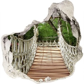 Wallmuralia Díra 3D ve zdi nálepka Visací most 75x75 cm
