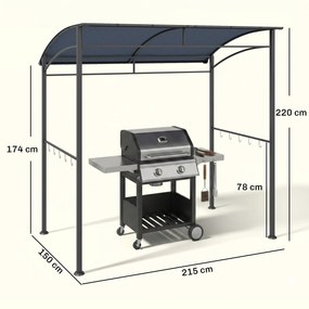 Grilovací pavilon Outsunny 215 x 150 x 220 cm, voděodolný zahradní pavilon s klenutou střechou, zahradní altán s háčky, grilovací pavilon, zahradní s…