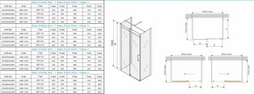 Mexen Omega 3-stěnný sprchový kout 130x90cm, 8mm sklo, chromový profil-čiré sklo, 825-130-090-03-00