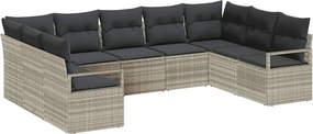 Set pohovek 9 ks Světle šedá polyratan 3346542