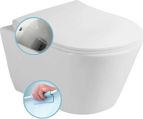 Sapho Sapho, AVVA CLEANWASH závěsná WC mísa s bidet. sprškou, Rimless, 35,5x53cm, bílá, 100312