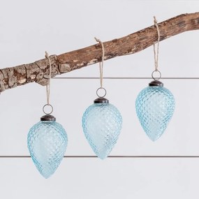 Garden Trading Závěsná ozdoba Elkstone Baubles Tarn Blue - set 3 ks, modrá barva, sklo