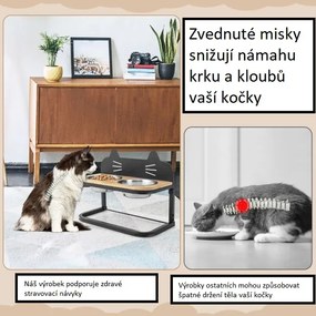 Costway Miska na krmení pro kočky výškově nastavitelná do 25,5 cm, černá PV10015