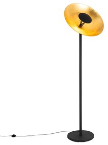 Industriální stojací lampa černá se zlatým vnitřkem 60 cm - Magnax