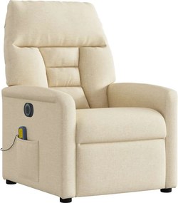 Elektrické masážní polohovací křeslo krémové textil 3303030