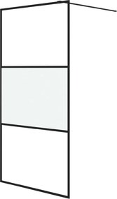 Sprchová zástěna walk-in černá 100x195 cm napůl mléčné ESG sklo 152107