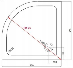 BPS-koupelny Čtvrtkruhový sprchový kout HYD-RK01B 90x90 cm černá/transparent + vanička HYD-RSV-ST01B bílá