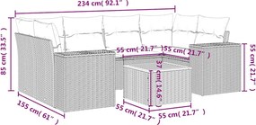 7dílná zahradní sedací souprava s poduškami černá polyratan 3257672