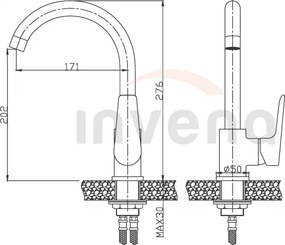 Invena Dokos, dřezová baterie s otočným ramenem, bílá-chrom, INV-BZ-19-002-V