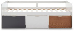 Bílá lakovaná dětská postel Marckeric Abbott 90 x 190 cm s barevnými zásuvkami