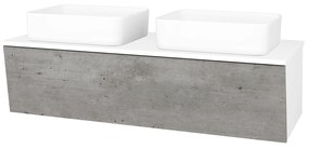Dřevojas Koupelnová skříň INVENCE SZZ 125 (2 umyvadla Joy) Varianta: L01 Bílá vysoký lesk / D01 Beton