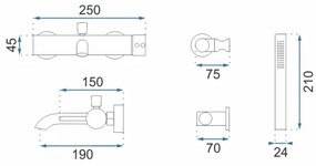 REA-B6635 - Vanová sada LUNGO zlatá