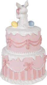 Dekorace růžový dort s králíčkem a vajíčky - Ø 18*28 cm
