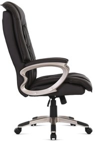 Kancelářská židle, tmavě hnedá kůže, plast v barvě champagne, kolečka pro tvrdé podlahy - KA-Y293 BR