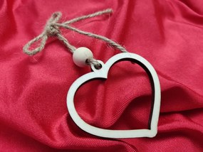 Vánoční ozdoba srdce Vilma Růžová 7x7,5 cm