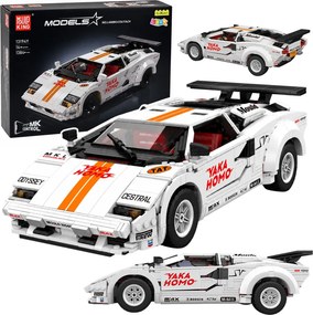 LEAN Toys Stavebnicové kostky – sportovní auto s dálkovým ovládáním RC, bílé, 1384 dílků