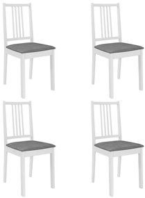 Jídelní židle s poduškami 4 ks bílé masivní dřevo,  247637
