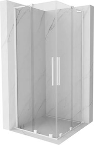 Mexen Velar L Duo, sprchový kout s posuvnými dveřmi 100 x 100 cm, 8mm čiré sklo, bílá matná, 871-100-100-02-03-20