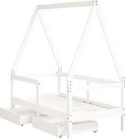 vidaXL Dětská postel se zásuvkami 70x140 cm masivní borové dřevo [834472] Barva: Bílá