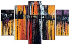 Gario Obraz na plátně Ohnivá abstrakce - 5 dílný Rozměry: 100 x 70 cm