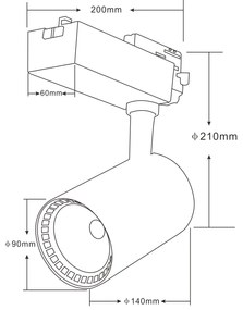 T-LED Lištové svítidlo TORU-B 20W černé Denní bílá