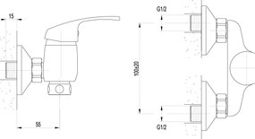 Sapho, AQUALINE 35 nástěnná baterie, rozteč 100mm, bez ramínka, chrom