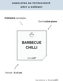 Samolepka na kořenky BARBECUE CHILLI průhledná 5 × 5 cm tučné písmo