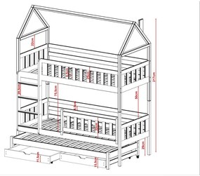 Legno Dětská patrová postel Ida grafit Rozměr (cm): 80x180