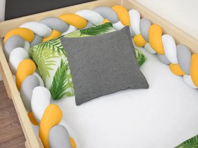 Benlemi Textil pro dětské postele - cop/mantinel Délka copu, mantinelu: 200 cm (2m), Barva copu/mantinelu: Bílo-šedo-hořčicová