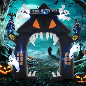 Outsunny Halloween nafukovací oblouk, Halloween dekorace, 300 cm velká Halloween dekorace s LED osvětlením, párty dekorace pro vnitřní a venkovní pro…