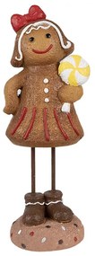 Vánoční dekorace Perníček Gingerbread dívka s lízátkem - 10*8*23 cm